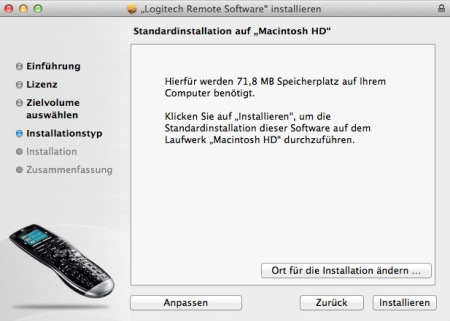 Konfiguration Logitech Harmony Fernbedienung unter Mac