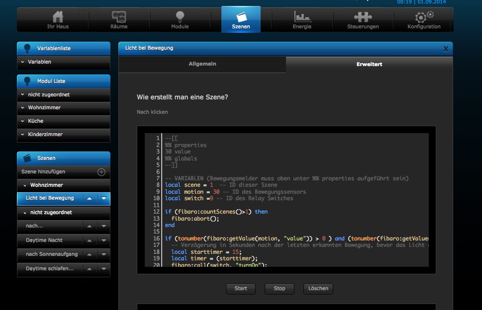 Licht & Schatten - Fibaro Szene: Licht an solange Bewegung