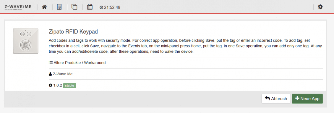 Das Zipato RFID Keypad im ZWay-Smarthome nutzen