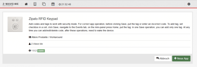 Das Zipato RFID Keypad im ZWay-Smarthome nutzen