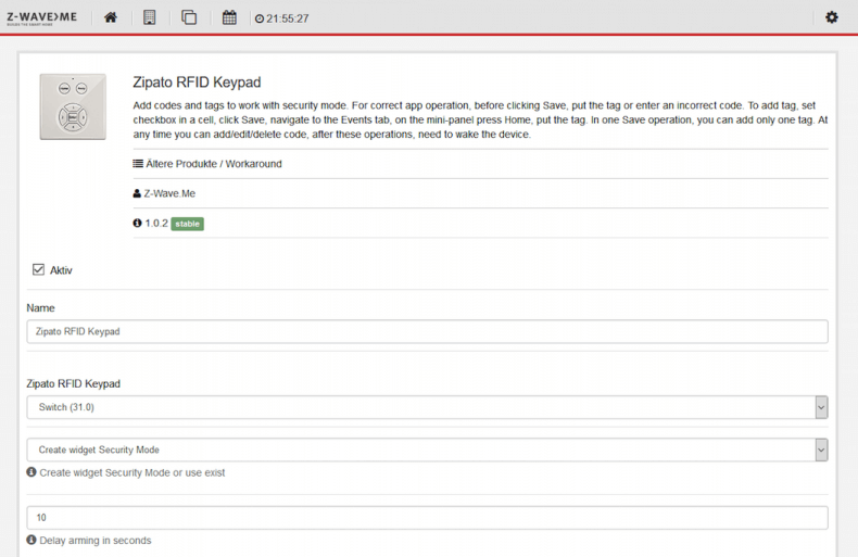 Das Zipato RFID Keypad im ZWay-Smarthome nutzen